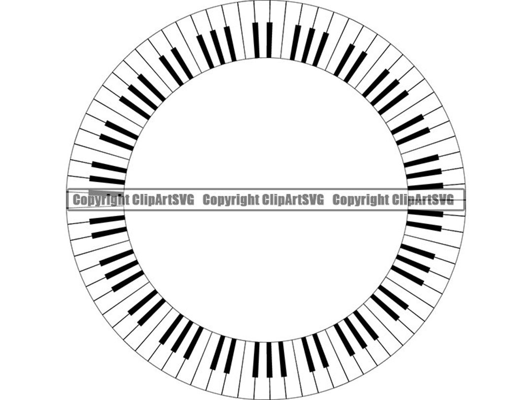 Piano Keys Circle Round Frame Border Music Note Symbol Treble Clef ...