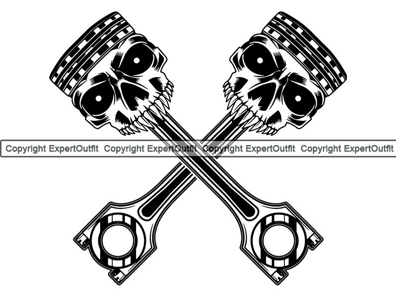 Mechanic Engine Piston Skull Design Motor Mechanical Garage | Etsy