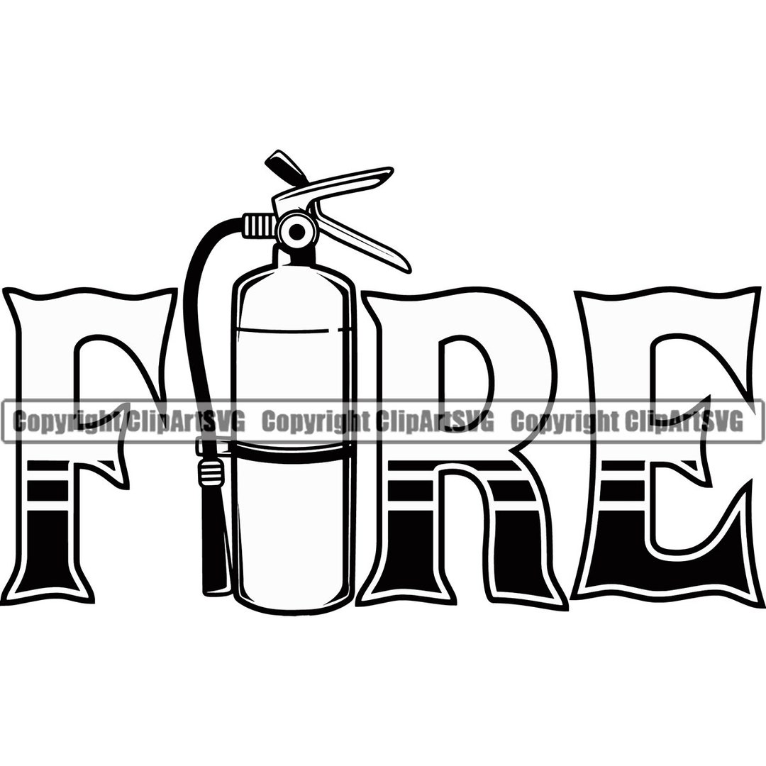 Fire Extinguisher Firefighter Firefight Firefighting Fight Text Sign ...
