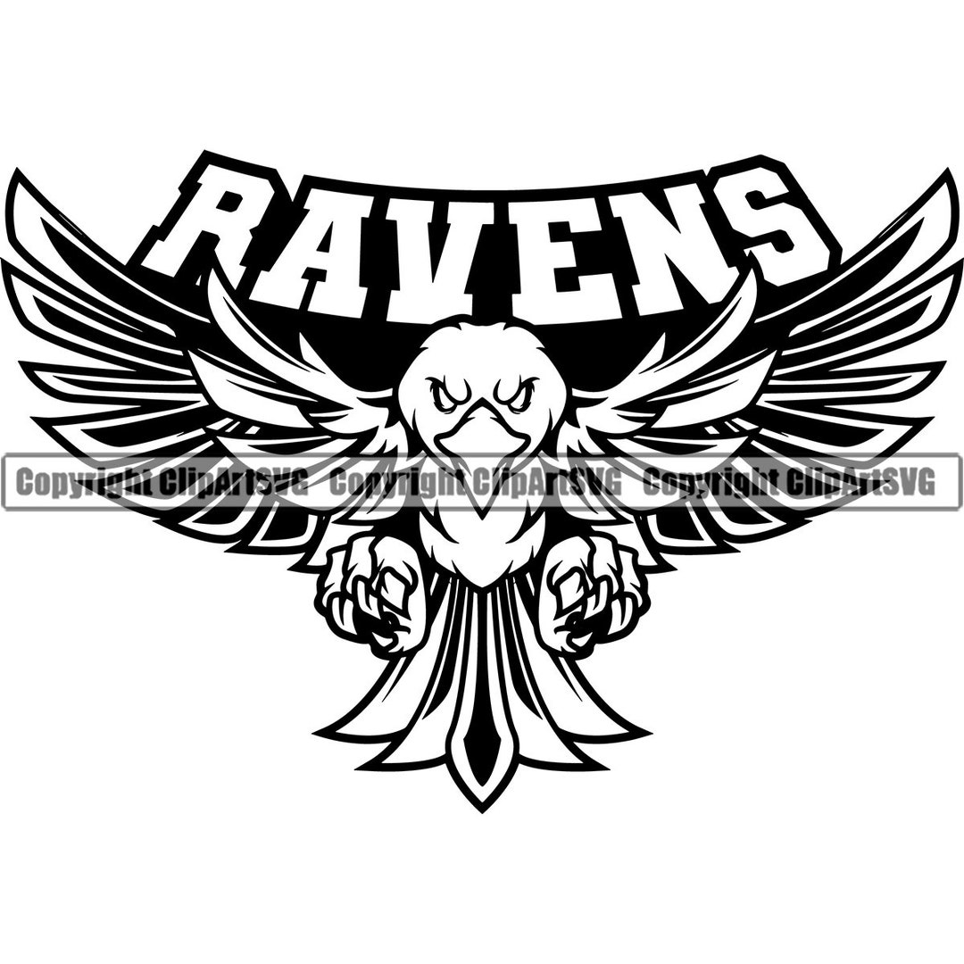 Raven Bird Mascot School Team Head Face Sport Esport Game Emblem Sign ...