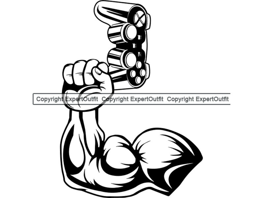 Hand Holding Video Game Controller Strong Muscle Bicep Arm Play ...