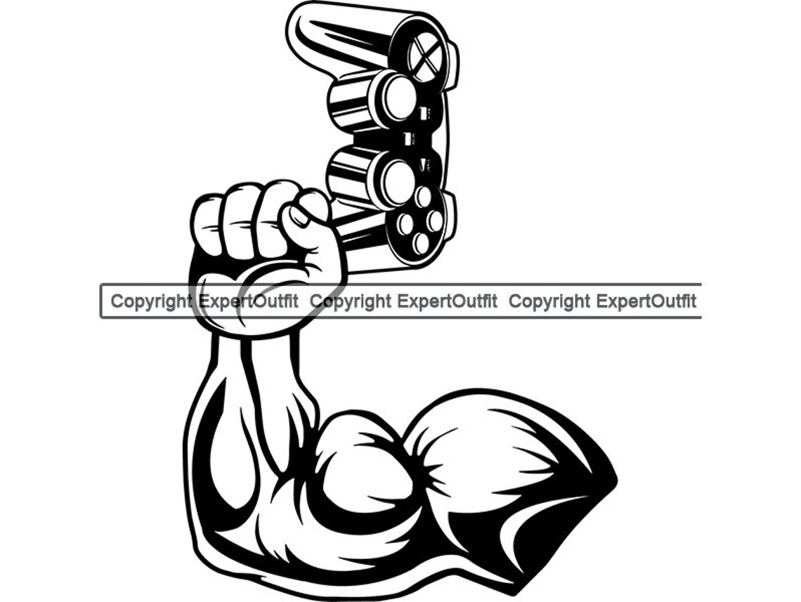 Hand Holding Video Game Controller Strong Muscle Bicep Arm - Etsy