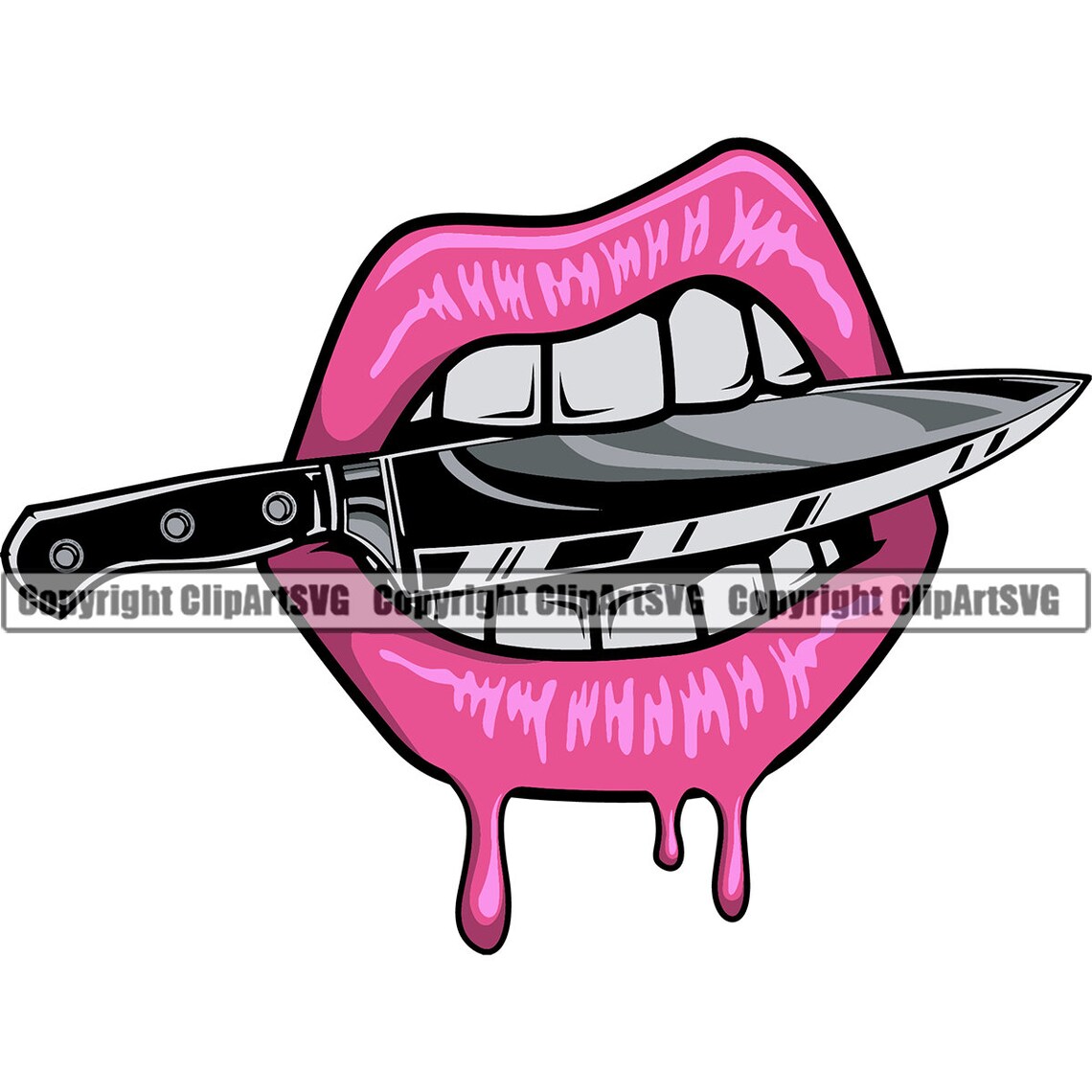 Sexy Lips Bite Sharp Knife Blade Drip Dripping Mouth Mask Woman Female ...