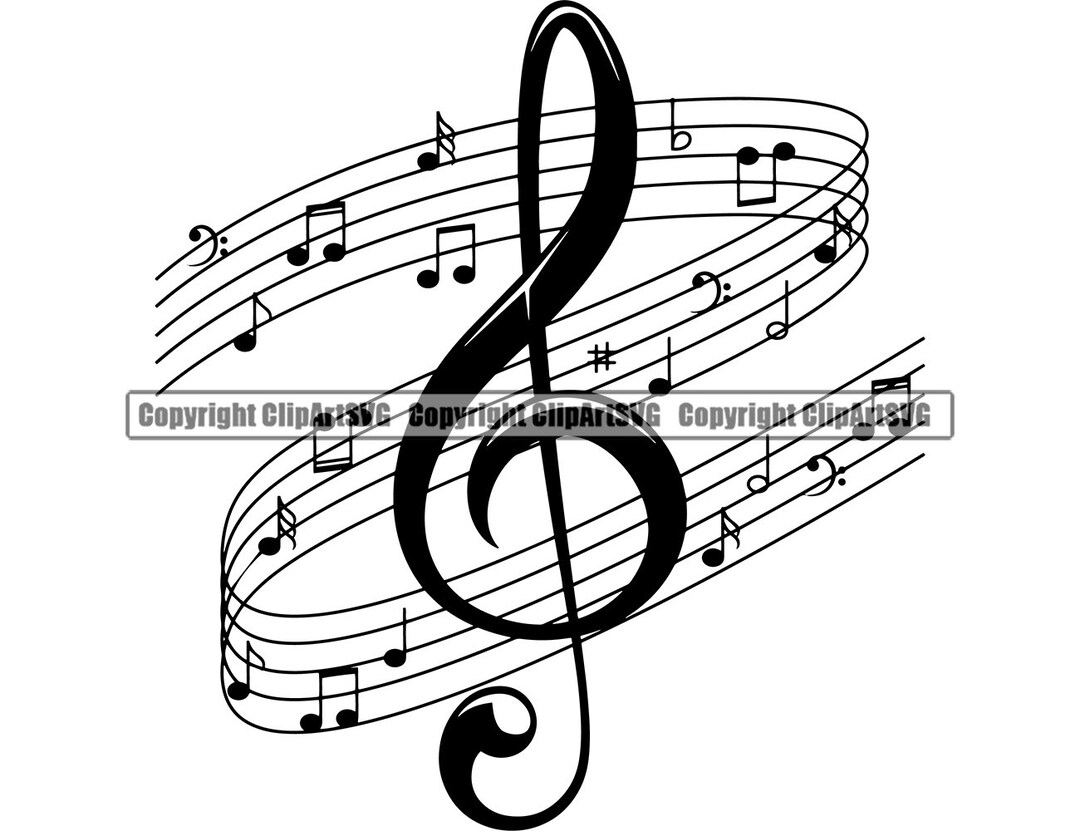 Music Note Symbol Treble Clef Sheet Musical Classical Piano Keys Design ...