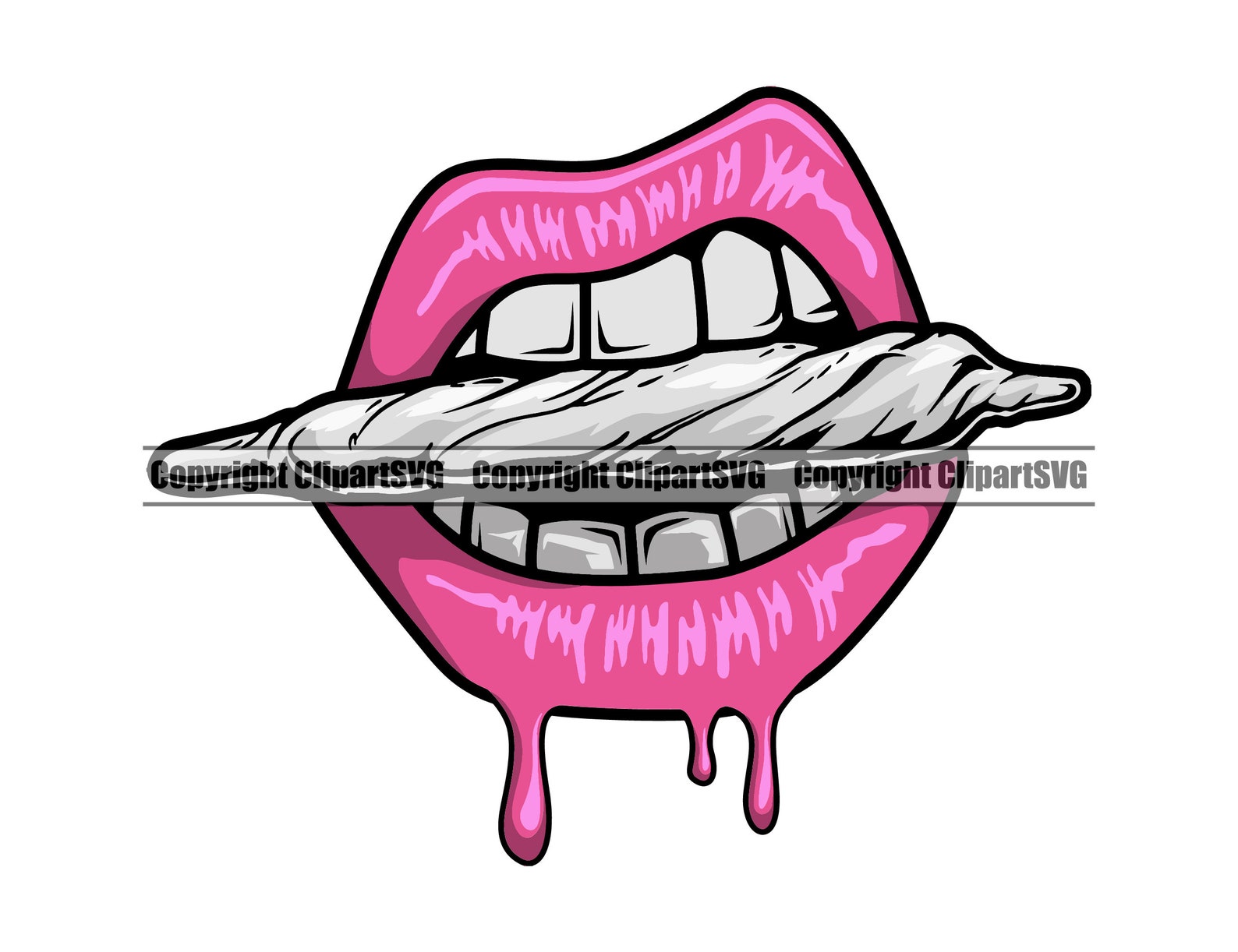 Sexy Lips Bite Marijuana Joint Blunt Cannabis Drip Dripping | Etsy