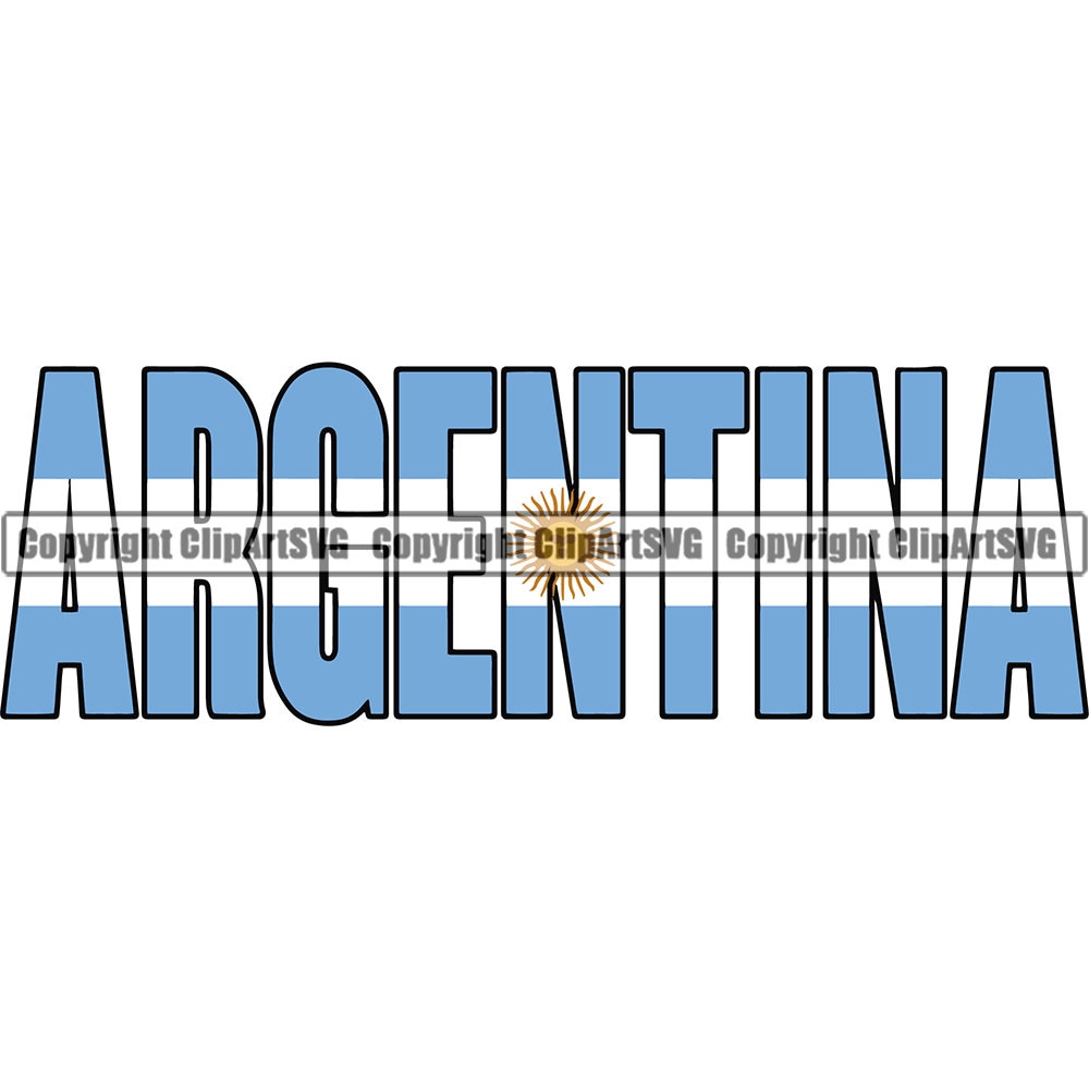 Argentina Argentine Name Text Word Letter Typography Flag - Etsy