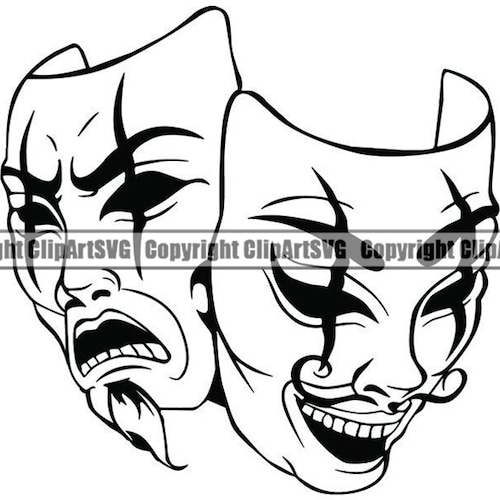 Laugh Now Cry Later Theater Mask Svg Happy and Sad Faces Cut - Etsy UK
