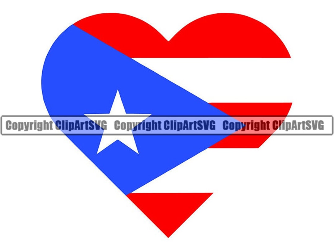 Puerto Rico Rican Love Heart Shaped Flag San Juan Island Country ...