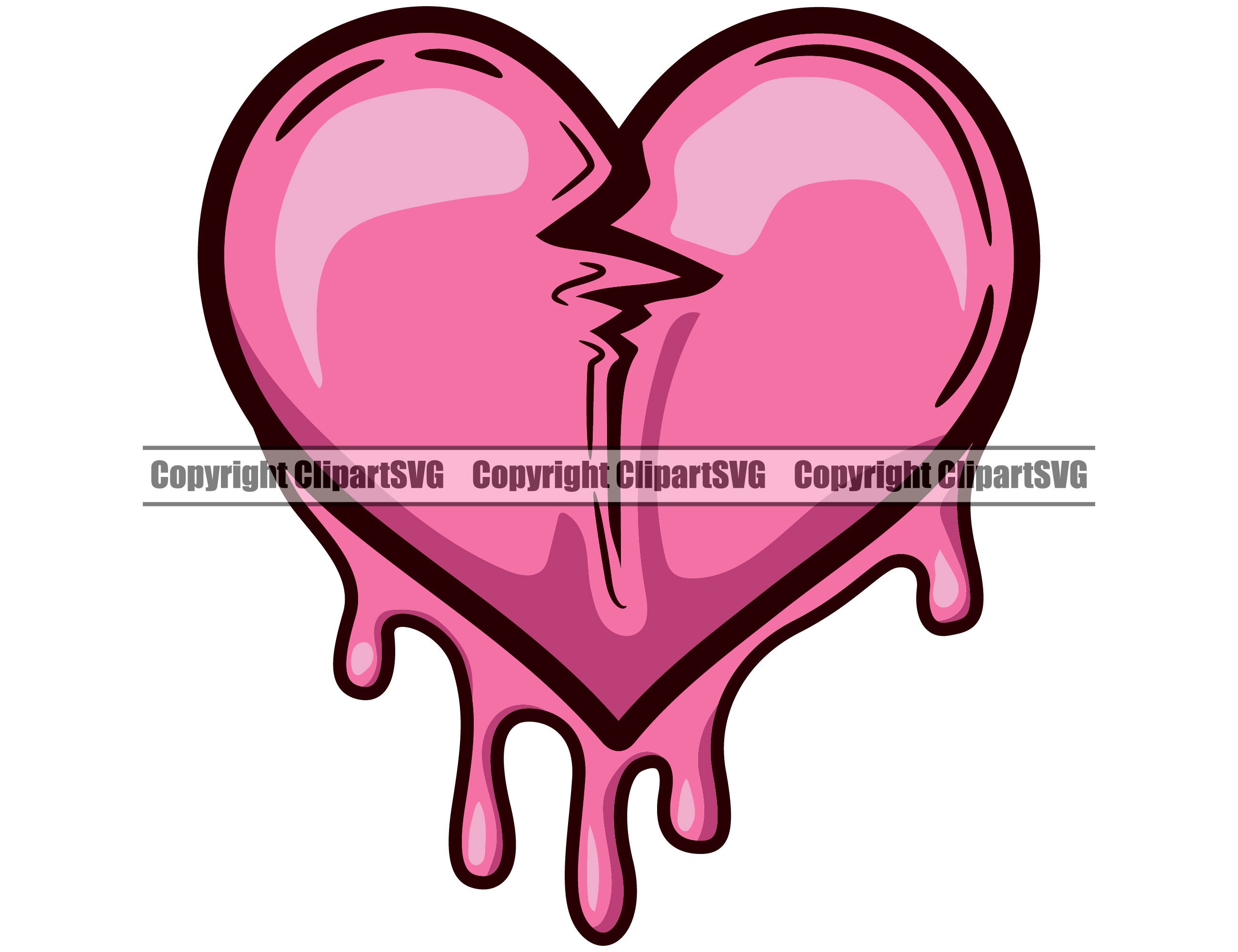 Pink Broken Heart Blood Drip Dripping Drop Cut Injury Wound | Etsy