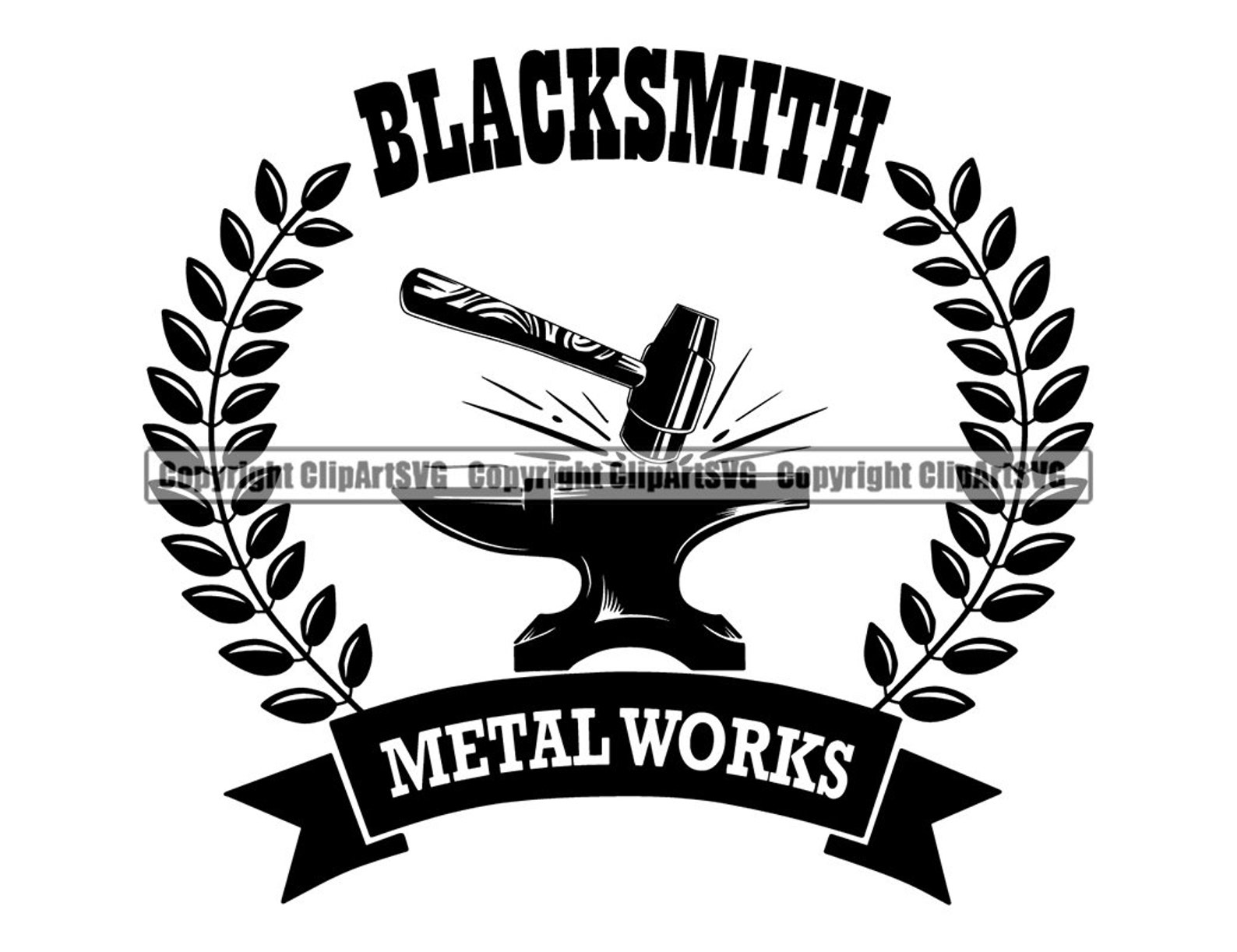 Blacksmith Logo Anvil Hammer Sledgehammer Forge Steel Metal - Etsy