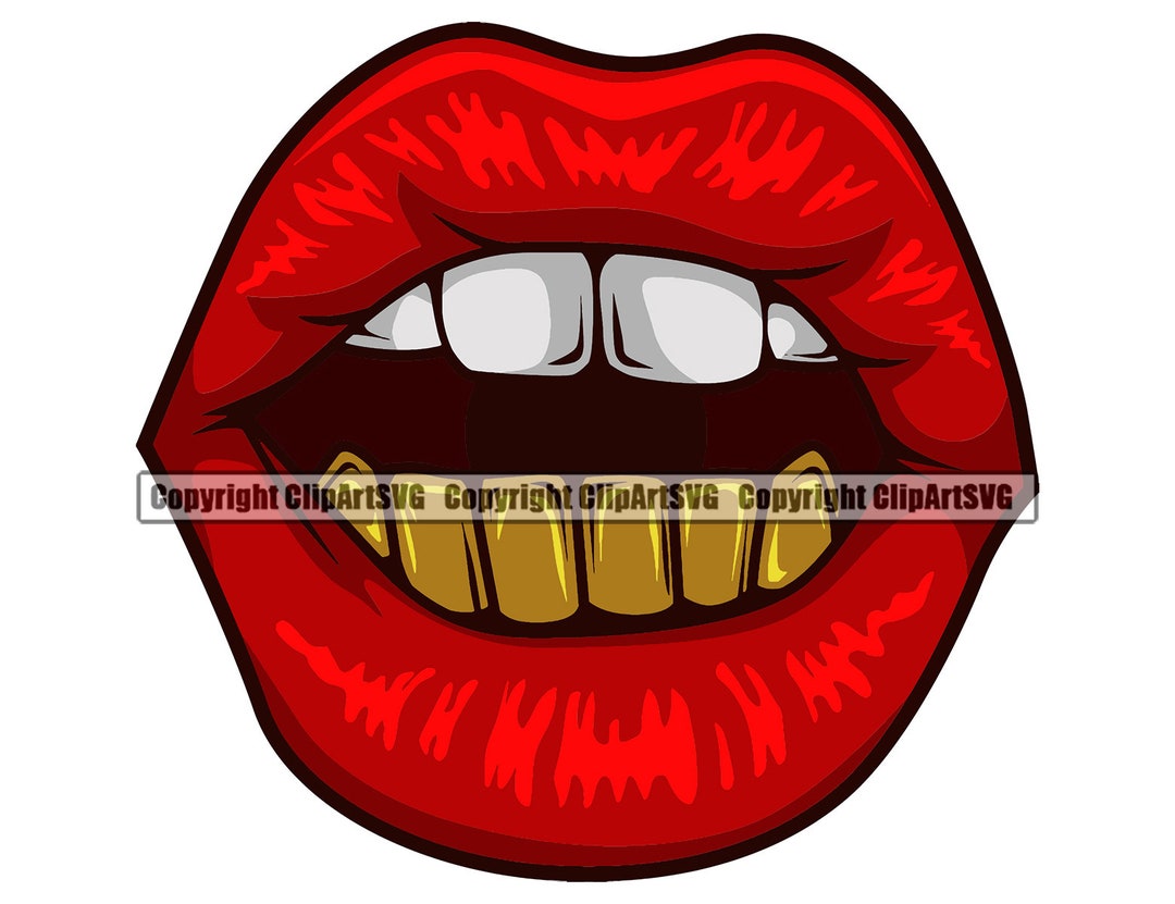 Sexy Lips Mouth Gold Teeth Thug Gangster Mask Woman Female Girl Beauty ...