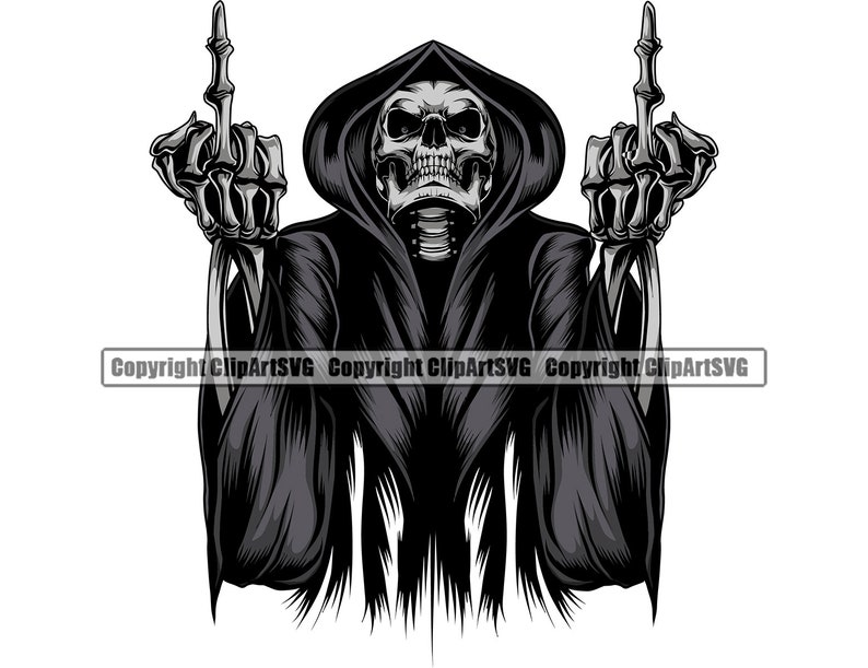 Grim Reaper Skull Skeleton Grin Grinning Middle Finger Death - Etsy