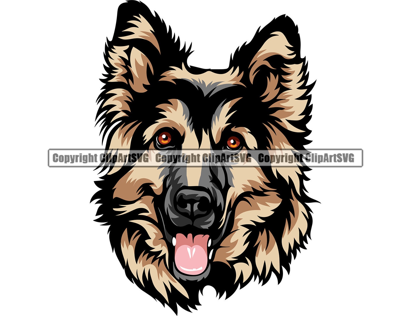 German Shepherd Dog Breed Head Smiling Face Happy Paw Puppy | Etsy