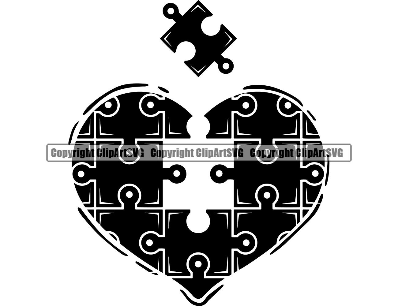 Puzzle Piece Missing Heart Shape Love Shaped Family Care Art | Etsy