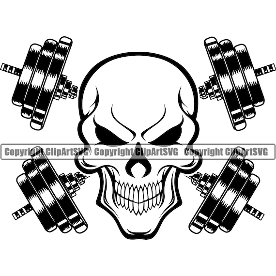 Bodybuilding Logo 60 Skull Barbell Bar Weightlifting Fitness | Etsy