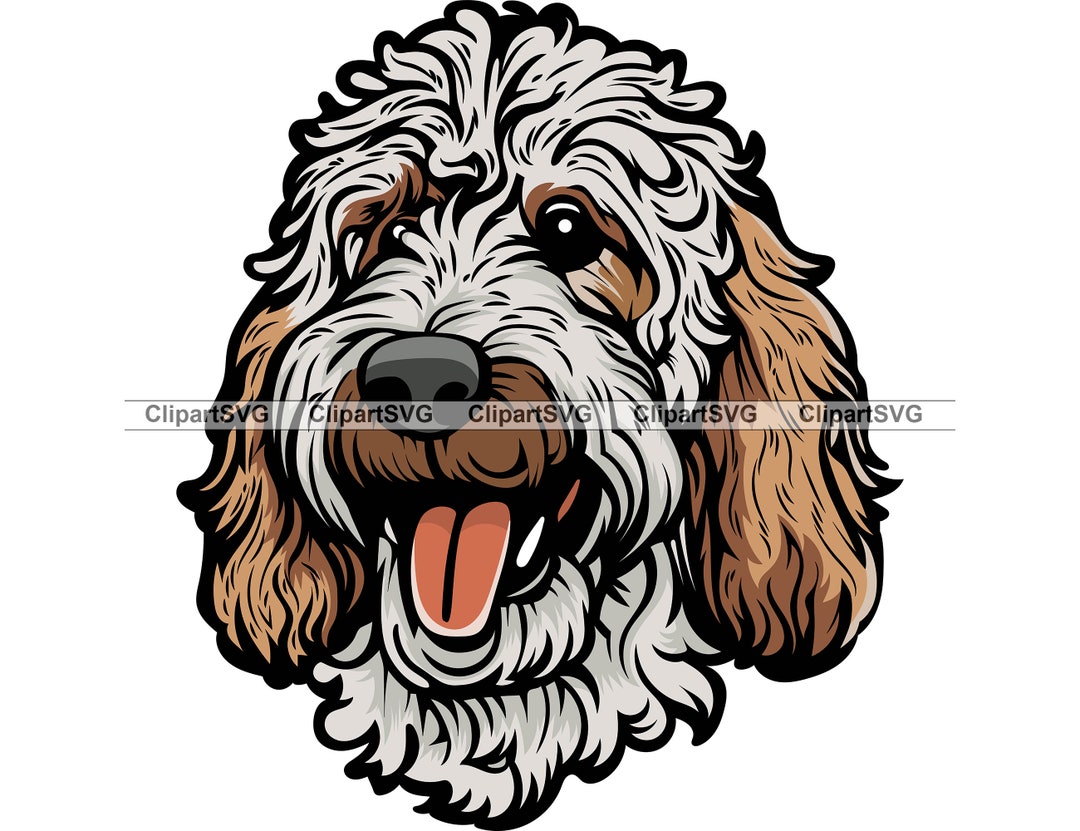 Pyredoodle Smiling Dog Cute Puppy Head Canine Pet Great Pyrenees Toy ...