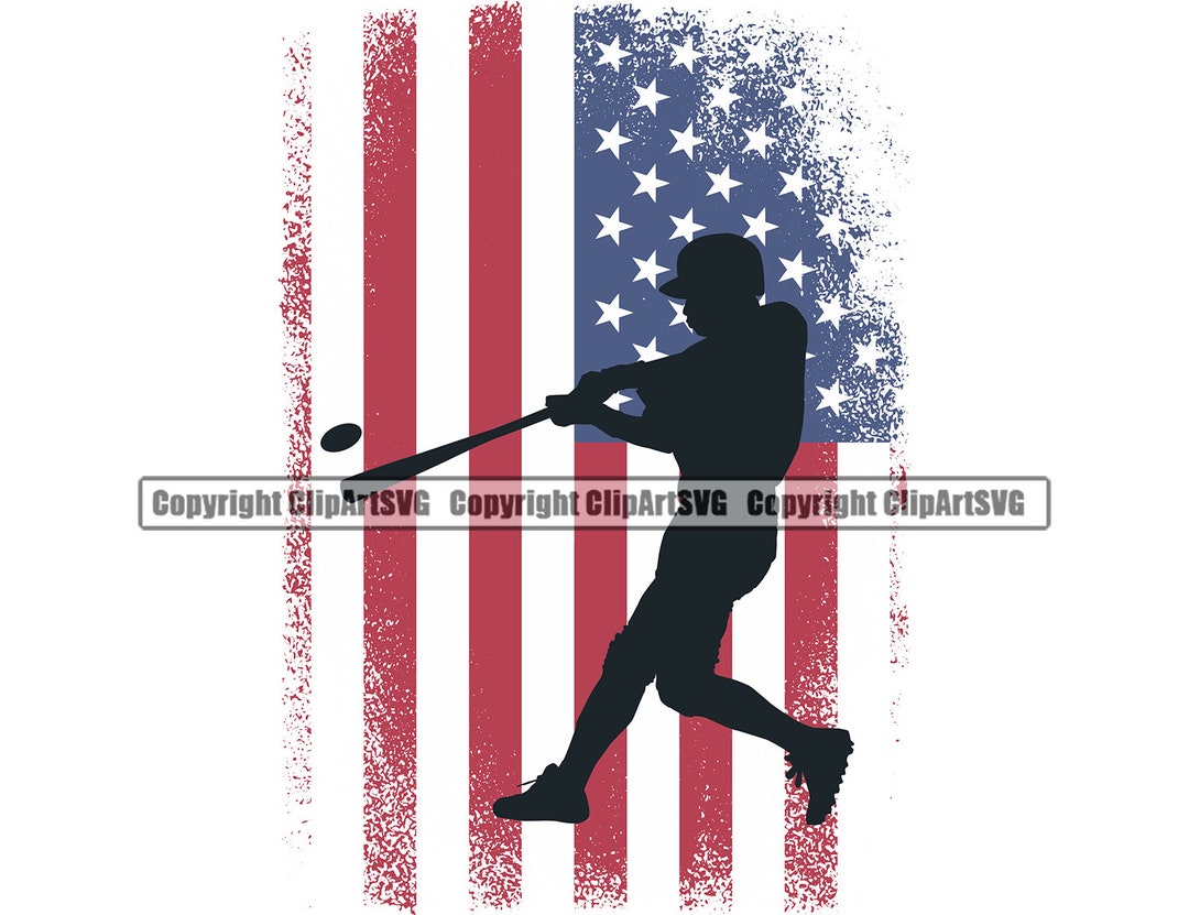 Baseball Bat USA United States America American Flag Sports Game Player ...