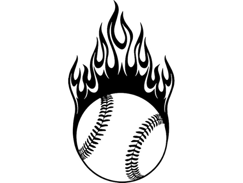 Baseball Logo 44 Ball Fire Flames Player Bat League Equipment | Etsy