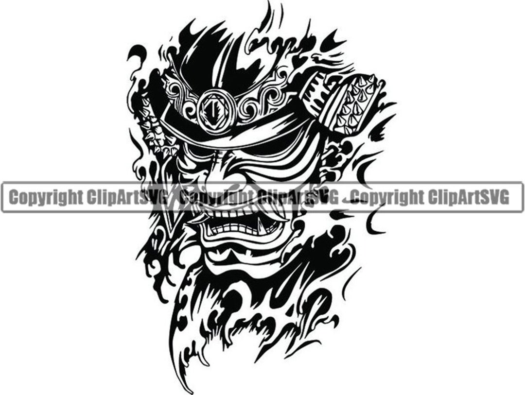 Chinese Warrior Mask Tattoo
