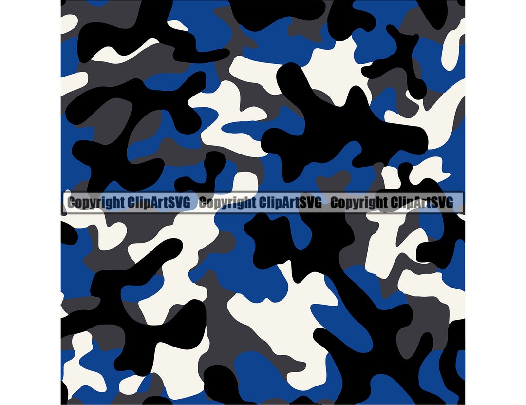 Blue Camo Camouflage Seamless Pattern War Print Military Hunt Wrap ...