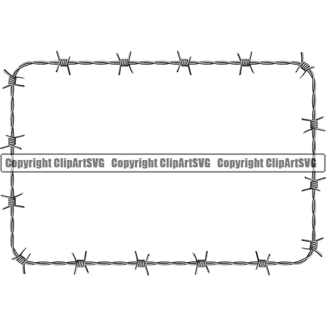 Barbed Wire Rectangle Frame Silver Razor Fence Fencing Barb Bob ...