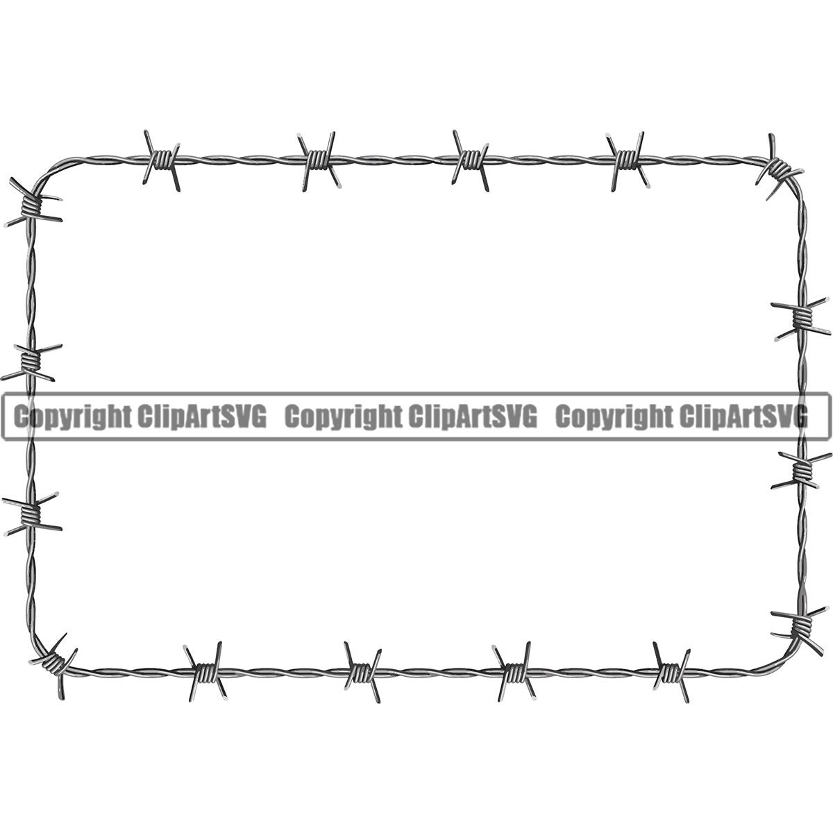 Barbed Wire Rectangle Frame Silver Razor Fence Fencing Barb Bob ...