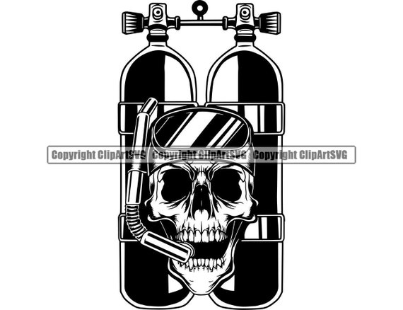 Scuba Diving Dive Diver Skull Googles Snorkel Mask Tank Spear - Etsy
