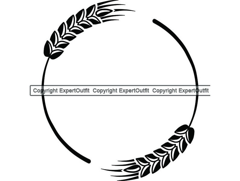 Shield Frame Ribbon Badge Laurel Wreath Wheat Label Sticker Emblem Icon ...