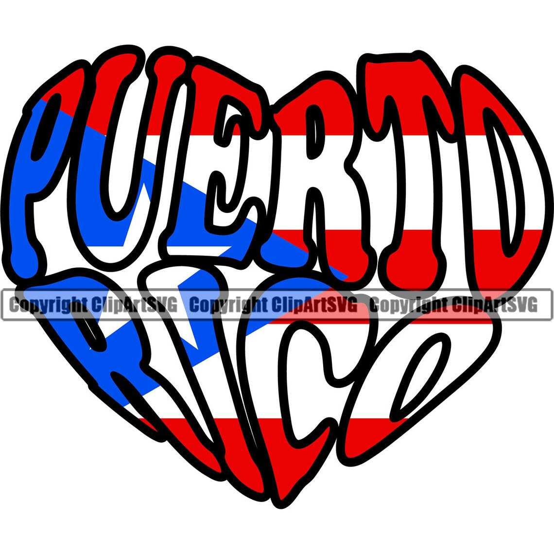 Puerto Rico Rican Heart Love Flag Country World Nation Map | Etsy