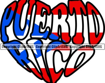 Puerto Rico Heart Flag Svg | Etsy