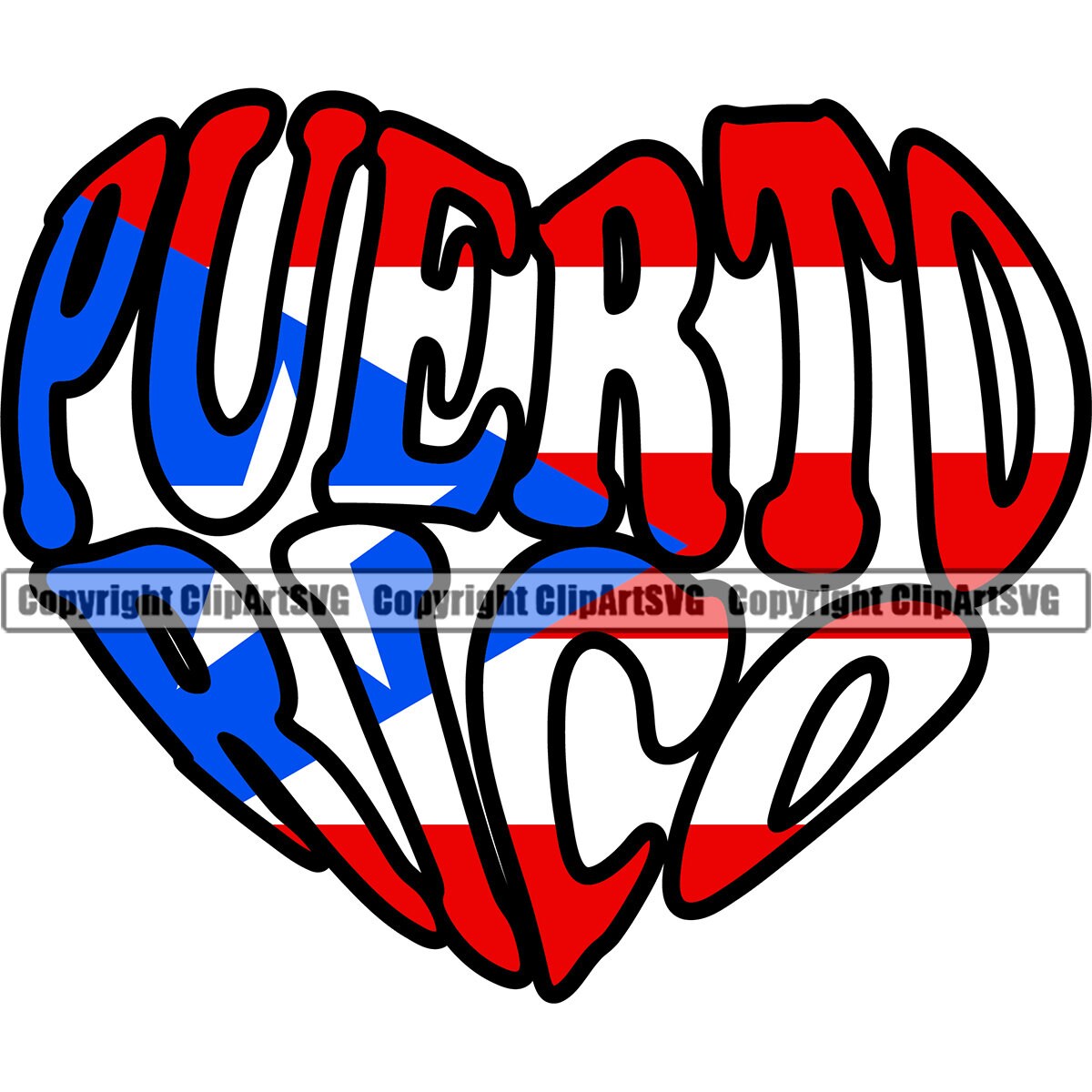 Puerto Rico Rican Heart Love Flag Country World Nation Map | Etsy