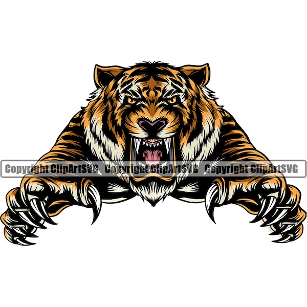 Angry Tiger Clipart - Etsy