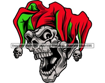 Evil Jester Skull Drawing