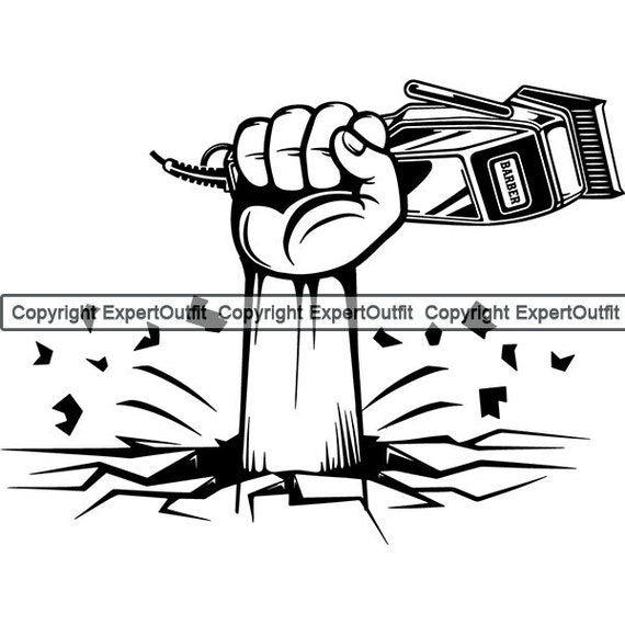 Barber Logo Clippers Hand Fist Break Floor Wall Salon Shop | Etsy