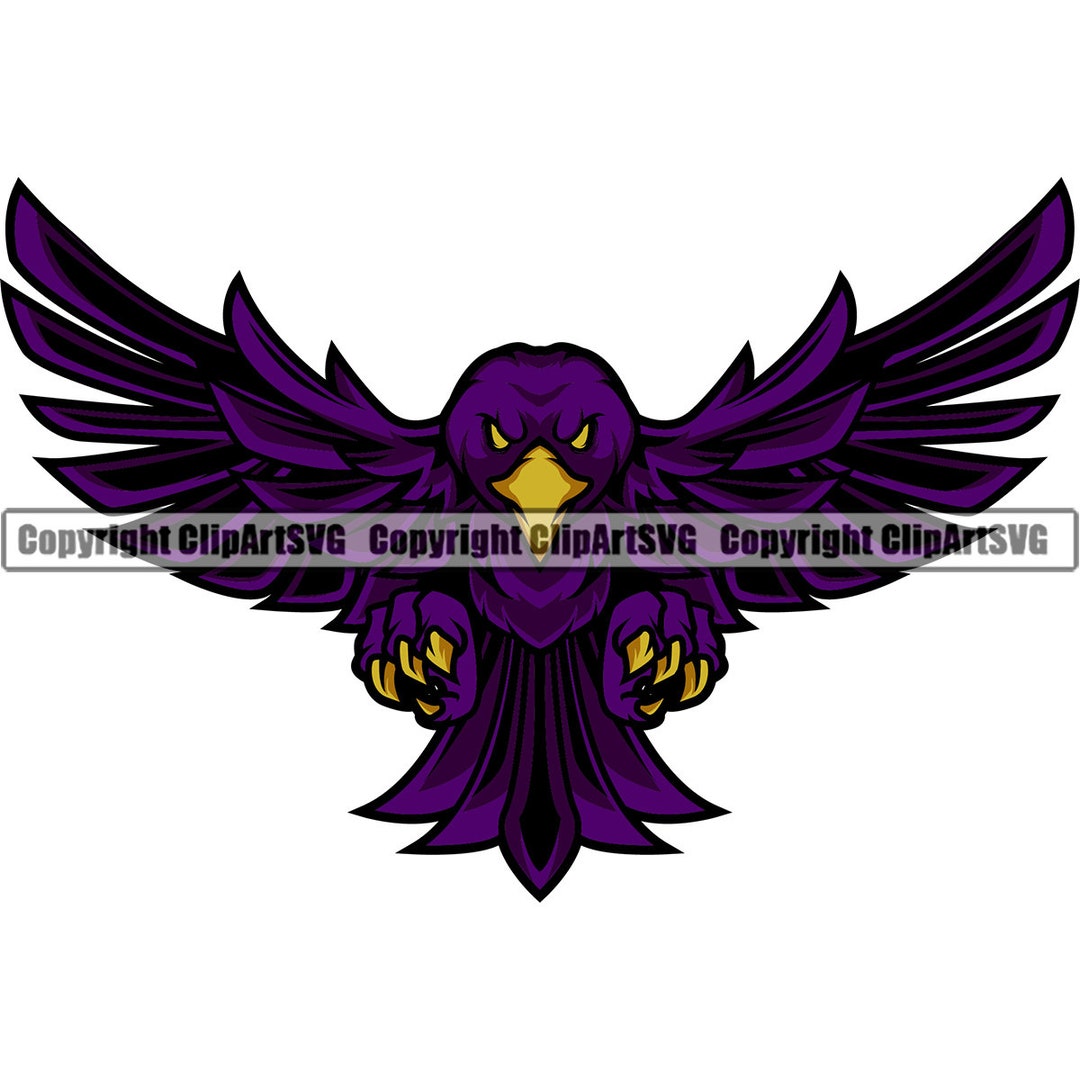 Raven Bird Mascot School Team Head Face Sport Esport Game Emblem Sign ...