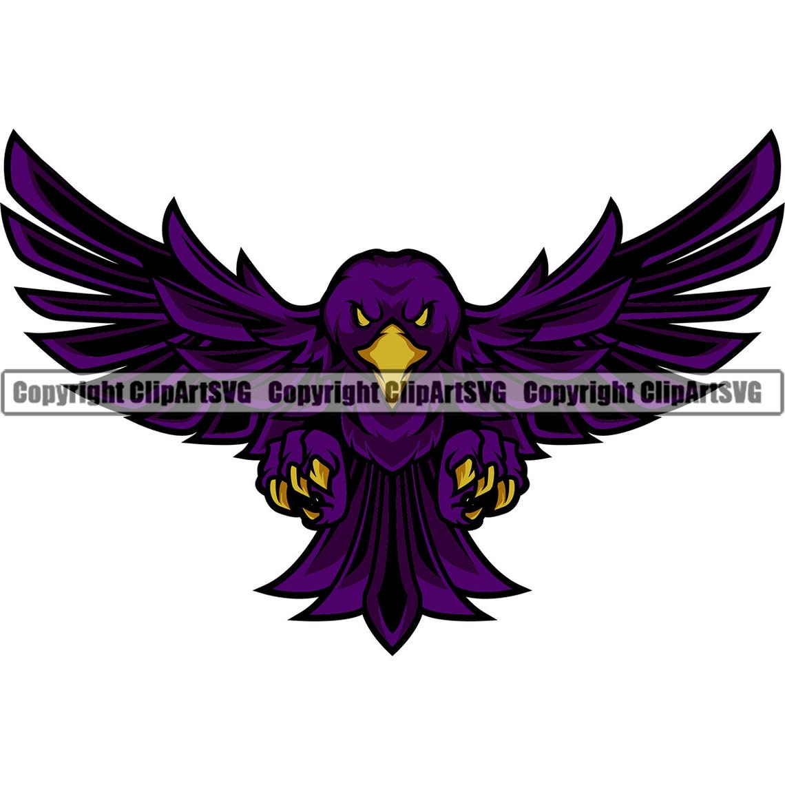 Raven Bird Mascot School Team Head Face Sport Esport Game Emblem Sign ...