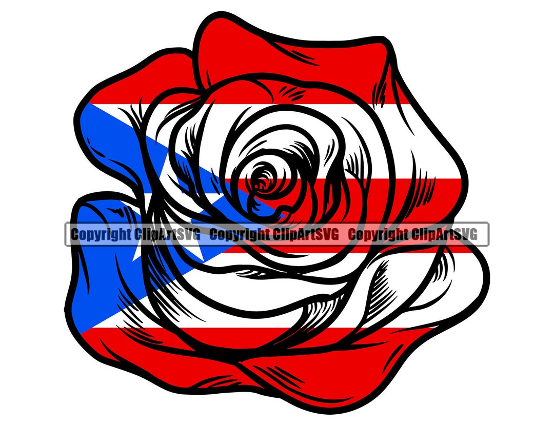 Puerto Rico Rican Rose Flag Country World Nation Map Sign Symbol Icon ...