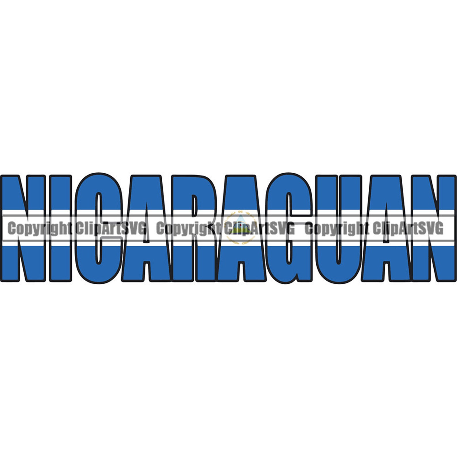 Nicaragua Nicaraguan Name Text Word Flag Country World Nation - Etsy