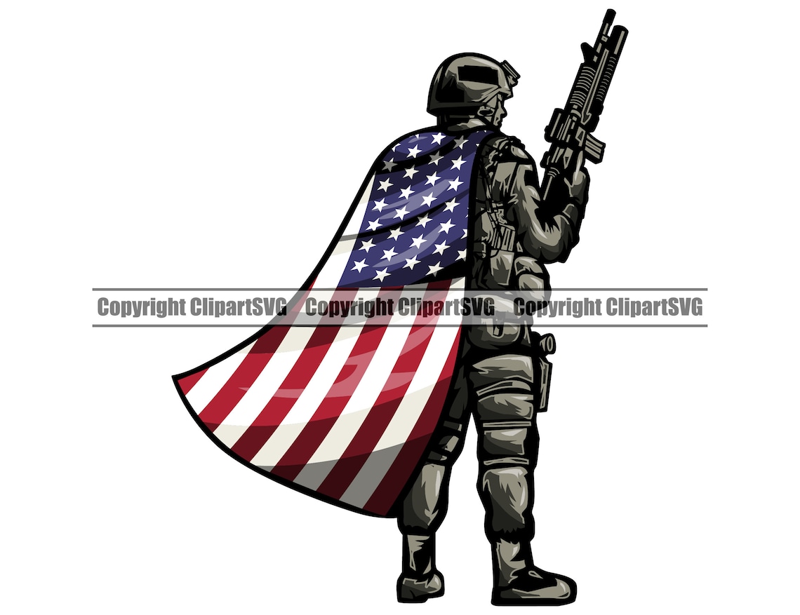 Military Soldier USA Flag Cape Superhero Vet Veteran Fallen Military ...
