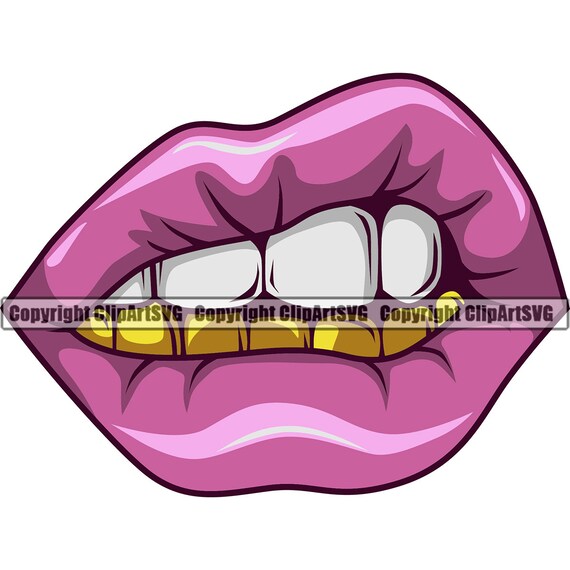Sexy Lips Gold Teeth Grill Grillz Mouth Thug Gangster Rich - Etsy