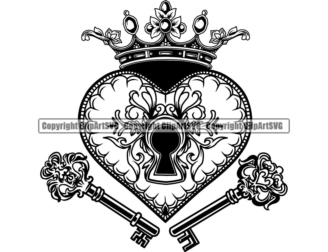 Heart Lock Key Love King Crown Concept Vintage Old Retro | Etsy