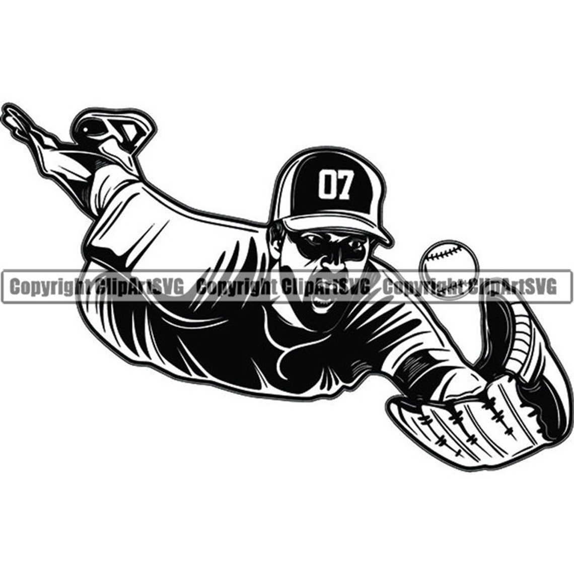 Baseball Player 2 Diving Catch Athlete League Equipment Team - Etsy
