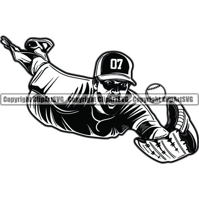 Baseball Player #2 Diving Catch Athlete League Equipment Team Game ...