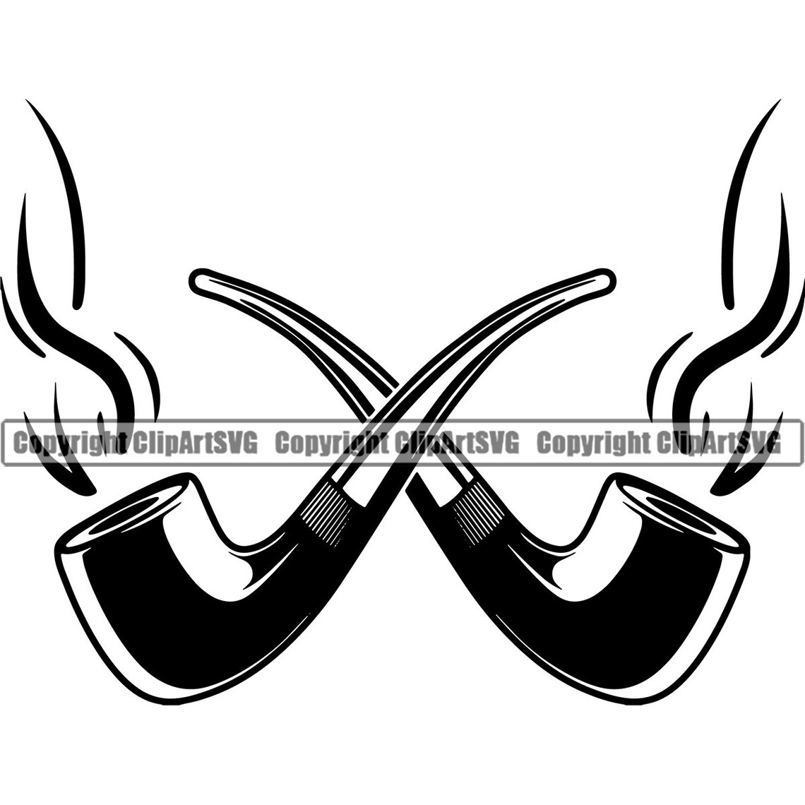 Smoking Pipes 2 Crossed Tobacco Smoke Bar Logo.svg .EPS - Etsy