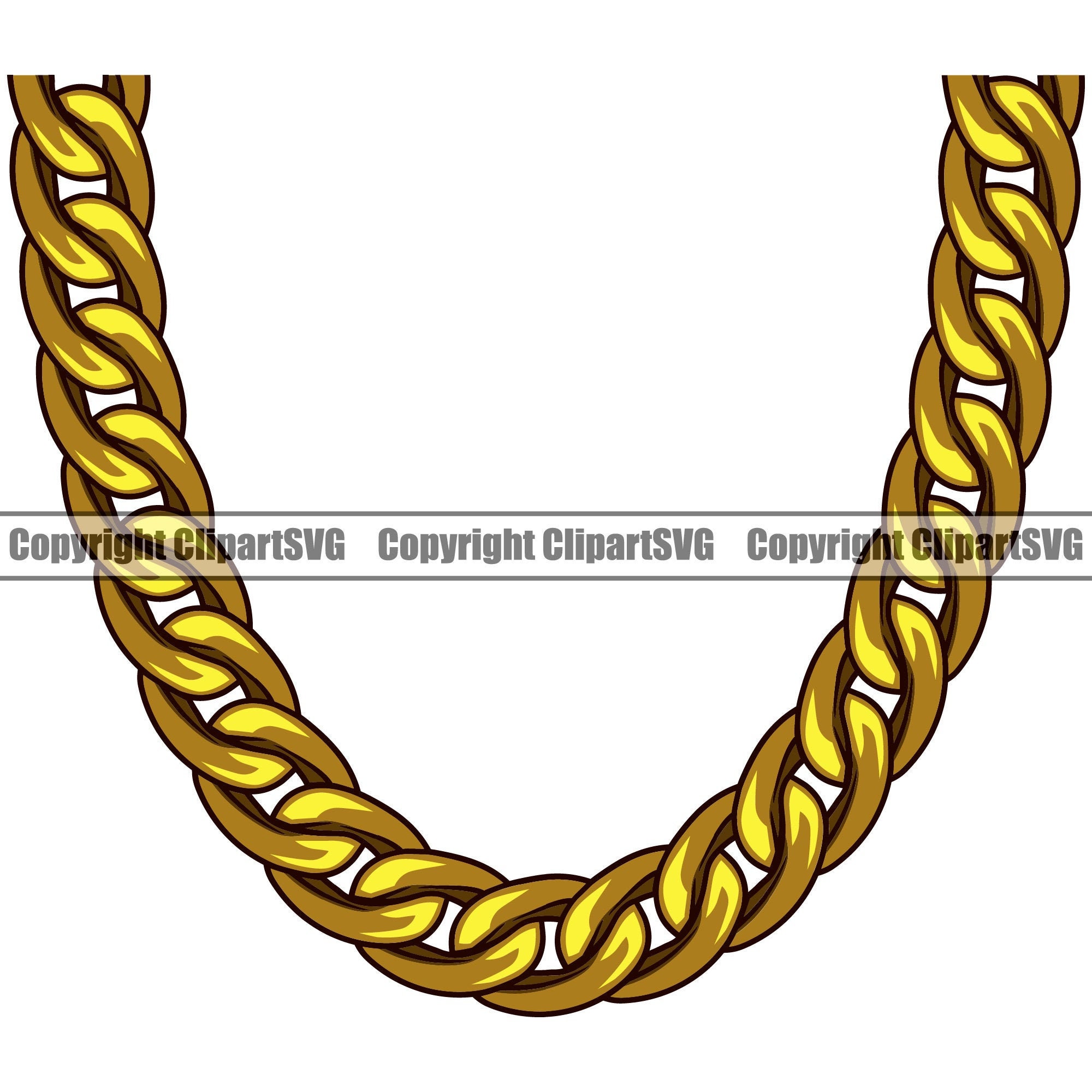 Gold Chain Link Necklace Jewelry Shiny Bling Rich Wealth Cash Money Hip ...