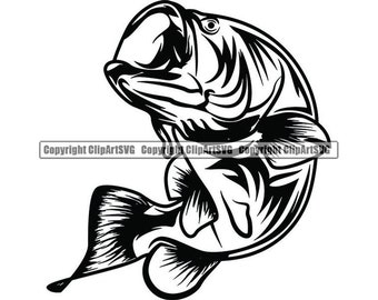Bass Fishing Salt Fly Logo Angling Fish Hook Fresh Water Hunt ...