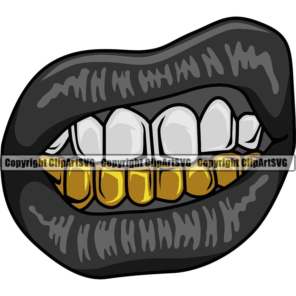 Gold Teeth Grill Grillz Lips Mouth Thug Gangster Rich Money - Etsy