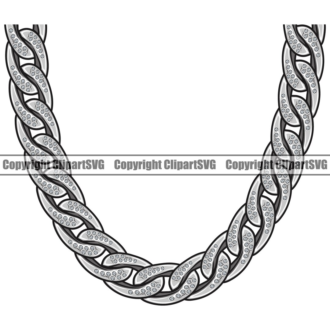 Silver Diamond Chain Link Necklace Jewelry Shiny Bling Rich Wealth Cash ...