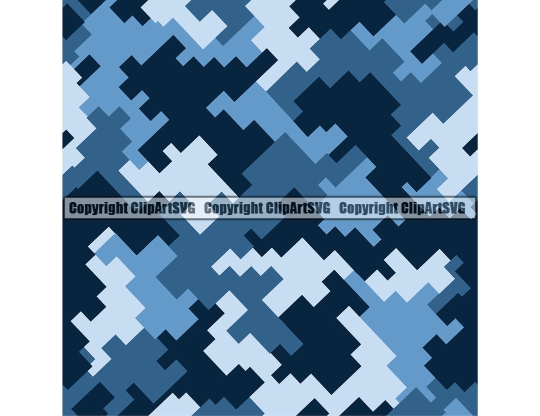 Blue Digital Camo Camouflage Seamless Pattern War Print Military Hunt ...