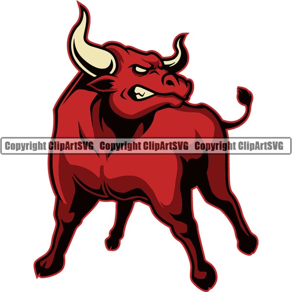 Red Angry Steer Logos on Svg - Etsy